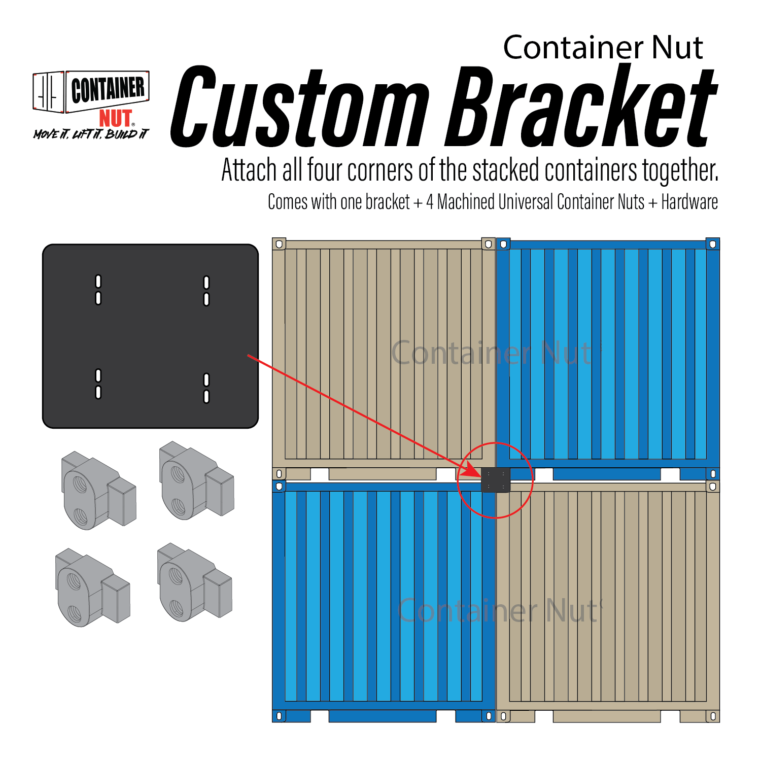 EZY Square Bare Metal Shipping Container Bracket | USA Made