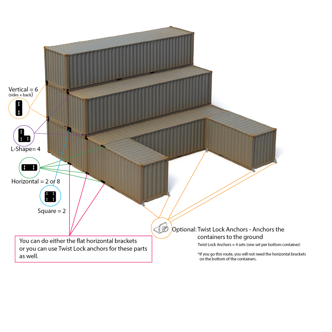 EZY Square Bare Metal Shipping Container Bracket | USA Made