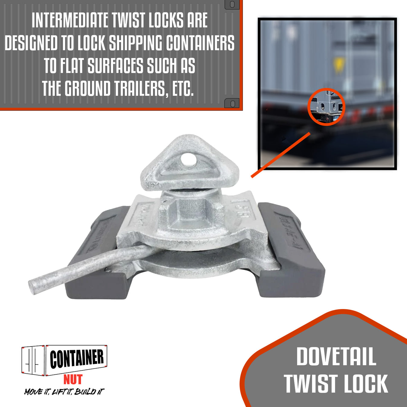Dovetail Twistlock 45º with base | 4 Pack